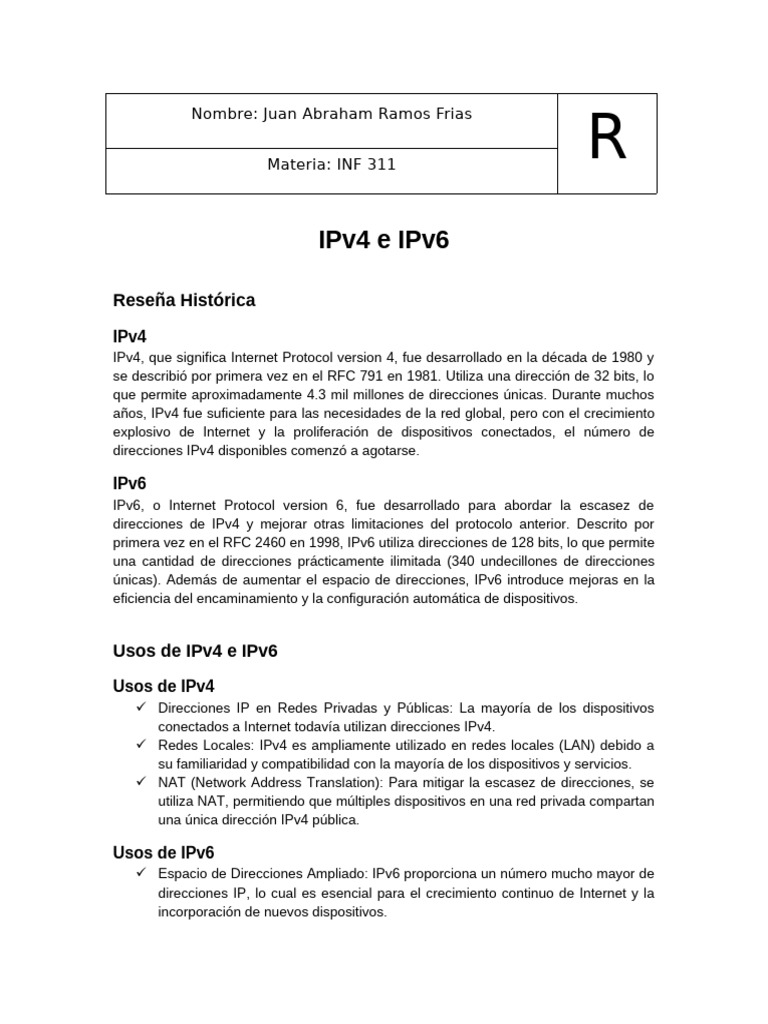 Investigacion_IPv4_IPv6 | PDF | Yo Pv6 | Protocolos de capa de red