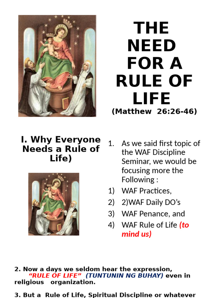 Topic - V The Need For A Rule of Life | PDF | Mass (Liturgy ...