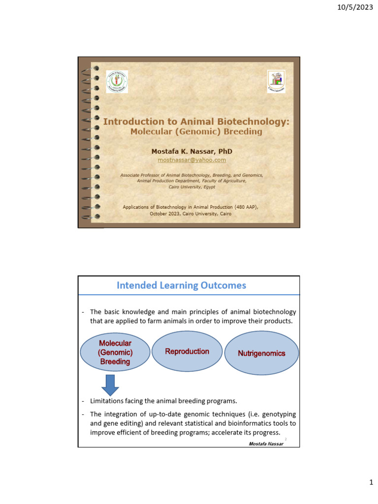 1 Introduction To Molecular Genomic Breeding 2023 2024 1 Pdf