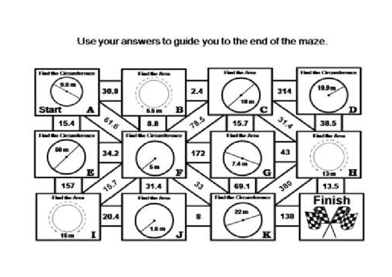 Area and Circumference of Circle Maze | PDF