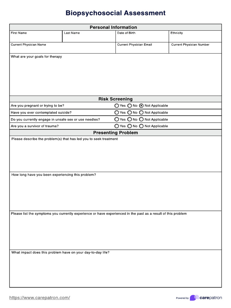 Comprehensive Biopsychosocial Assessment | PDF | Substance Use Disorder ...