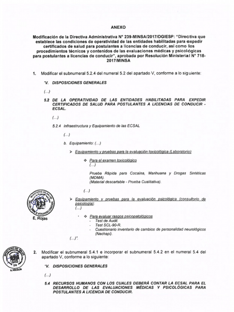 Modificacion de La Da N°239-Minsa-2017 | PDF