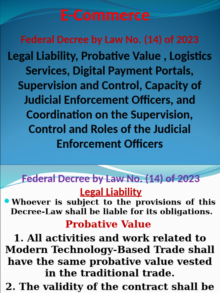 E-Commerce Law No. 14 of 2023 Overview | PDF | Contractual Term | Justice