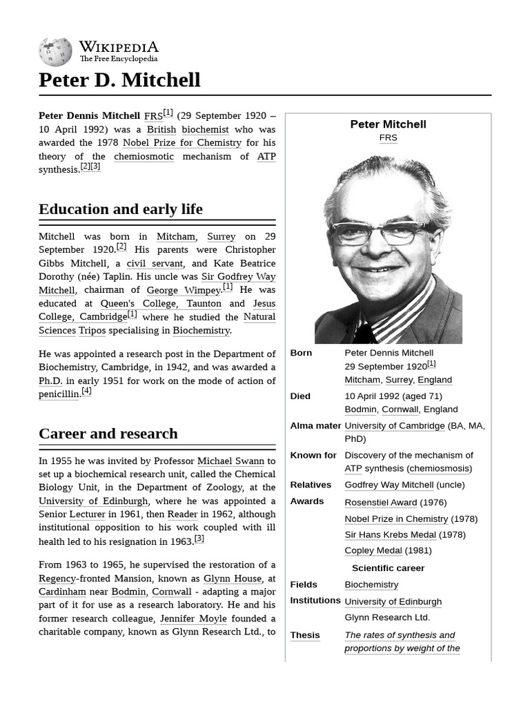 Peter_D._Mitchell | PDF | Biochemistry | Chemistry