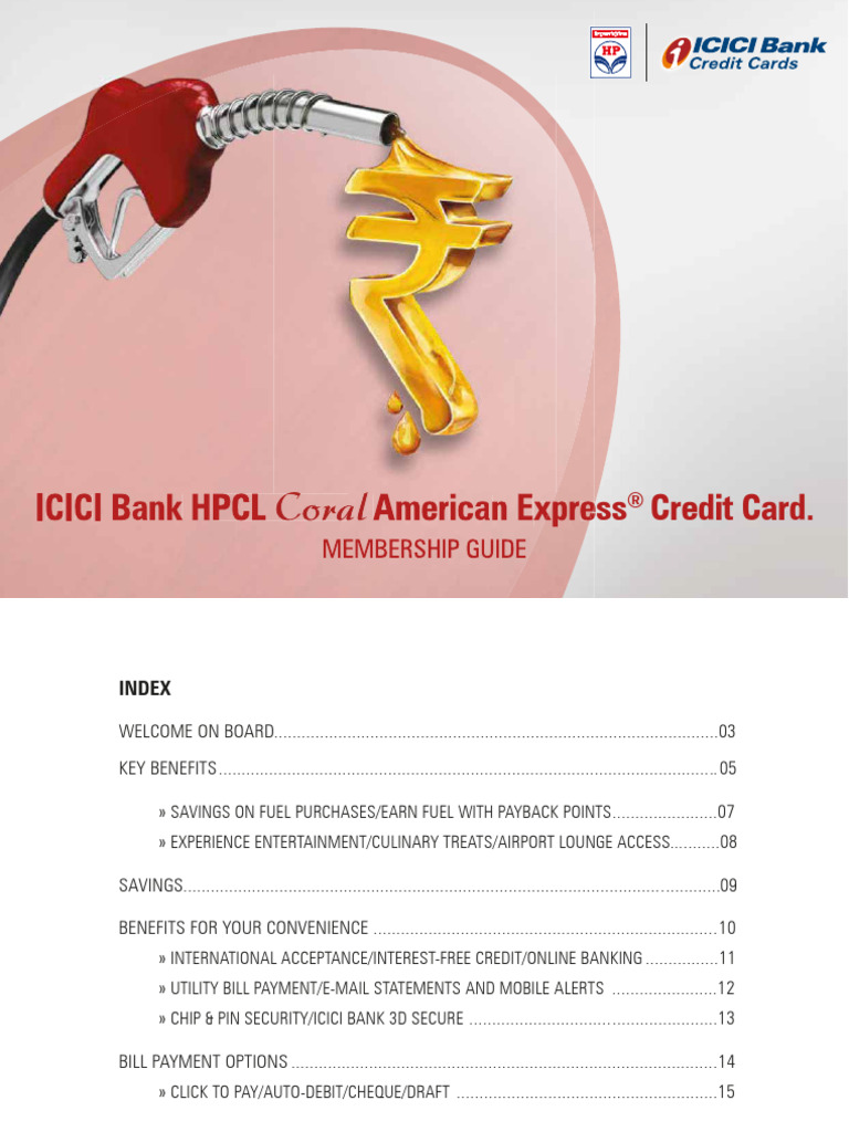 ICICI Bank HPCL Corel American Express Membership Kit | PDF | Credit ...