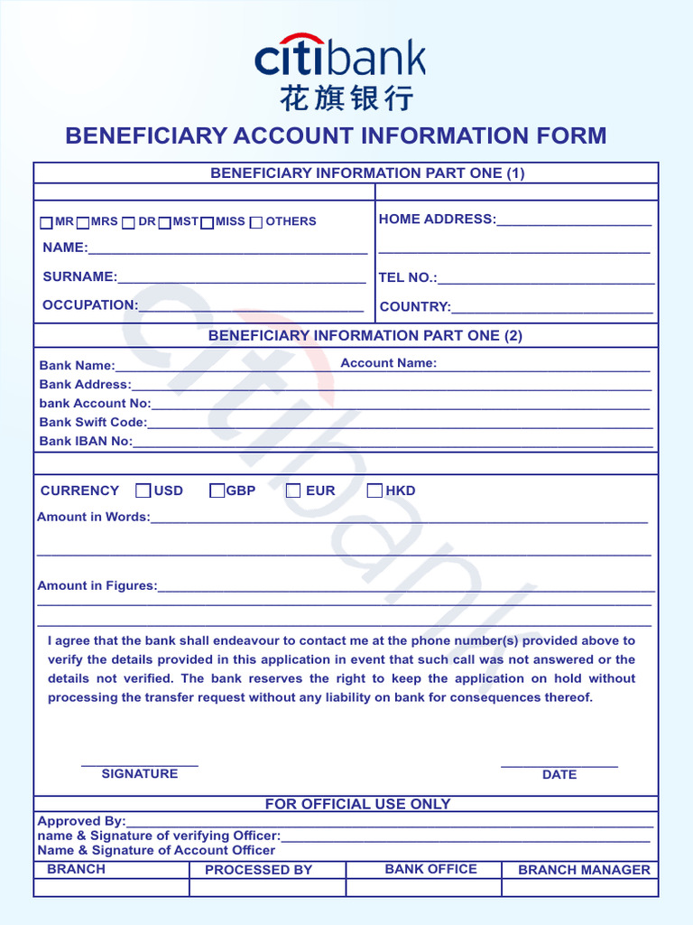 Beneficiary Account Information Form | PDF