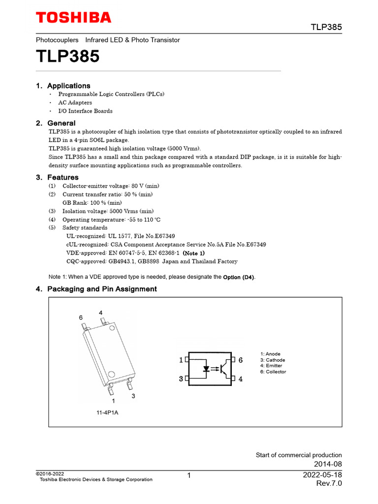 TLP385 Datasheet en 20220518-773065 | PDF | Reliability Engineering ...
