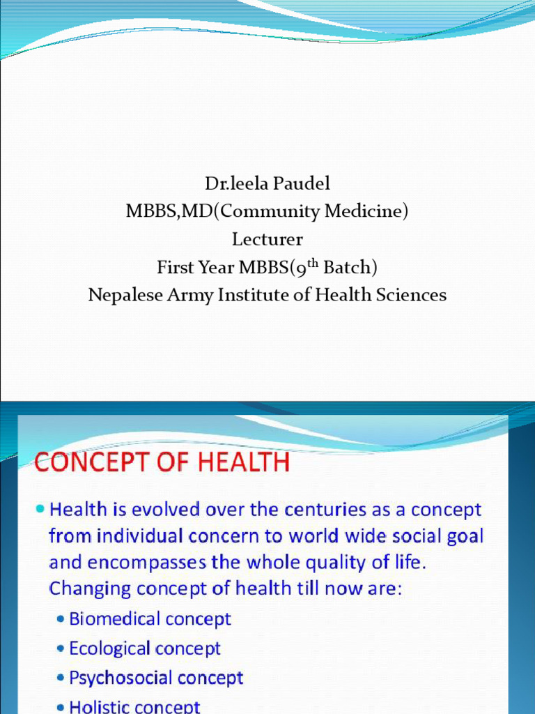 Day 5 Changing Concept of Health, Def of Health | PDF