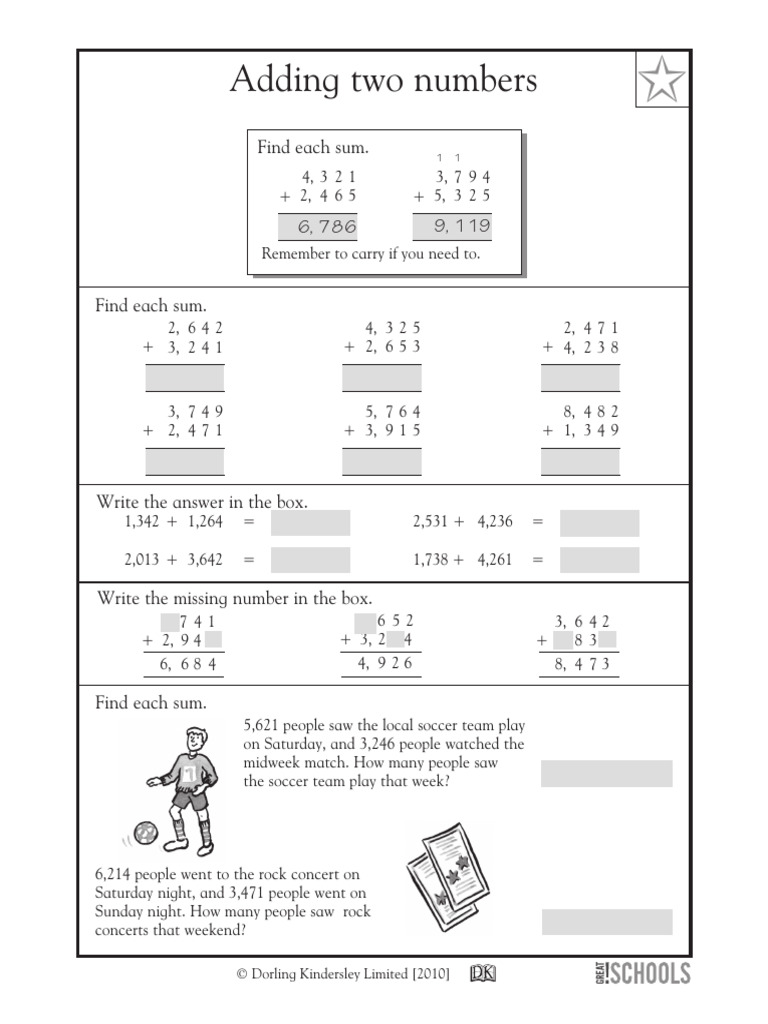 Adding Numbers and Sums Practice | PDF