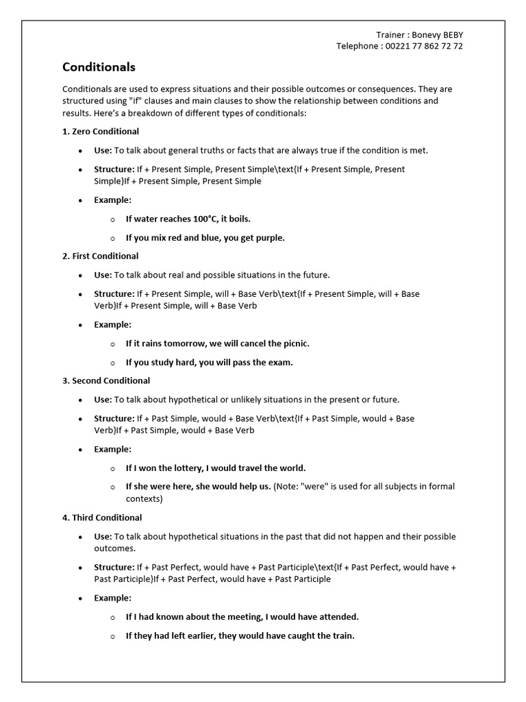 Conditionals | PDF | Perfect (Grammar) | Verb