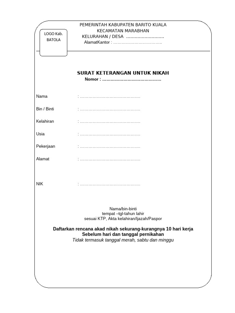 formulir nikah (Cover,N1,N2,N4,N5,N6), Pernyataan BN (2) | PDF