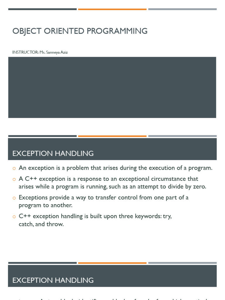 Lect 16 - Exception Handling | PDF | C++ | Software Engineering