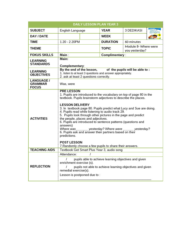 RPH 05112024 | PDF | Lesson Plan | English Language