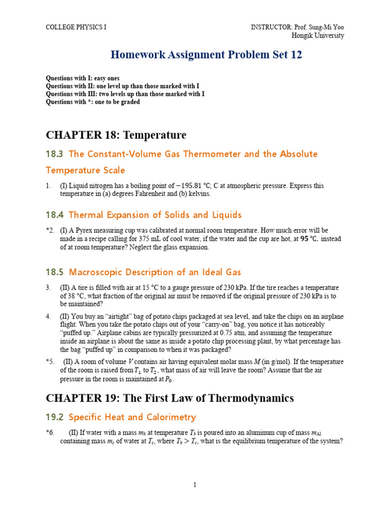 HW12_Ch18.19_2024 | PDF | Temperature | Heat