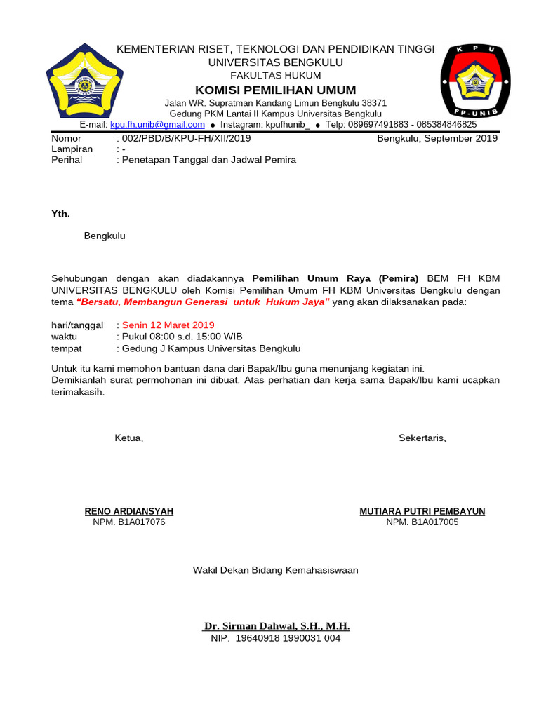 Proposal KPU Pemira Gubernur Fakultas | PDF