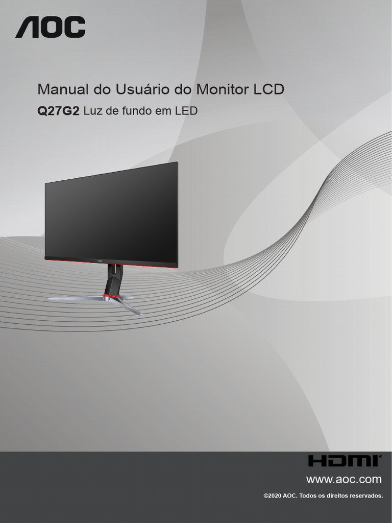 Manual do Monitor AOC Q27G2 155Hz | PDF | HDMI