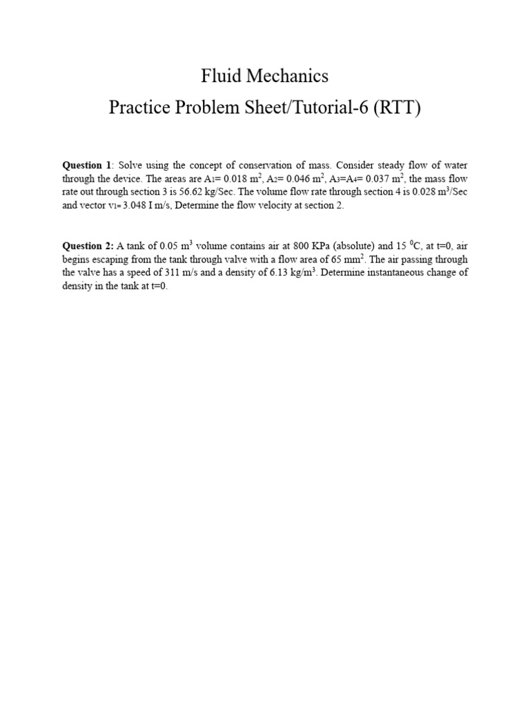 2 Practice Problem On RTT (Fluid Mechanics) | PDF