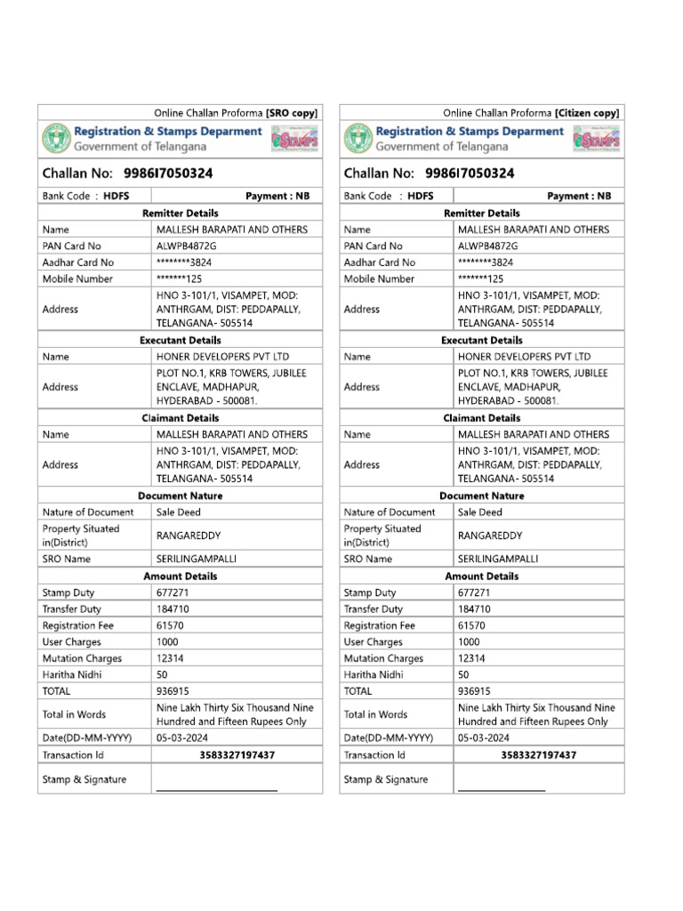 E Challan Mallesh 01 | PDF