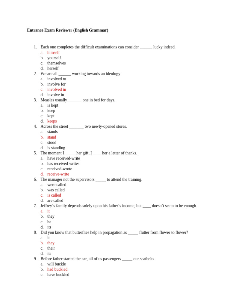 Entrance Exam Reviewer | PDF