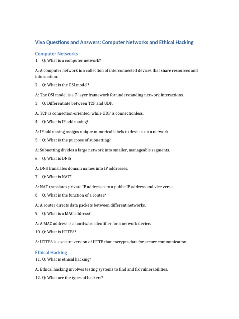 Computer_Networks_and_Ethical_Hacking_Viva | PDF