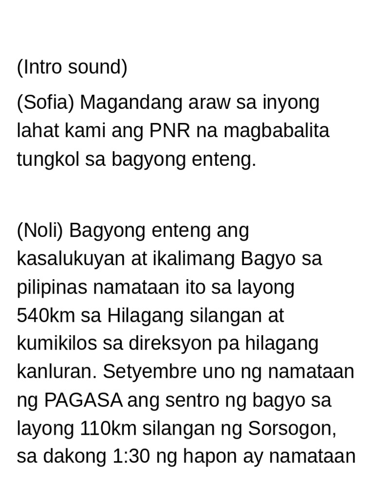 Magandang araw sa inyong lahat kami ang PNR na magbabalita tungkol sa ...