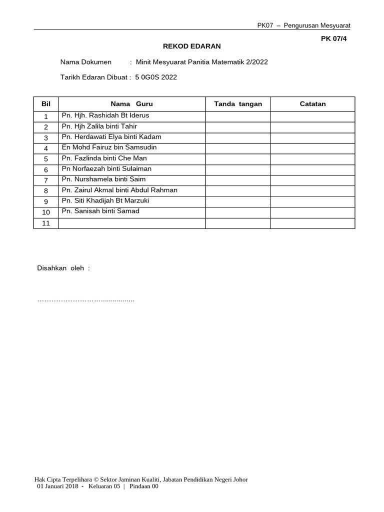 Pk07 4 Rekod Edaran 4 Minit 2 Pdf