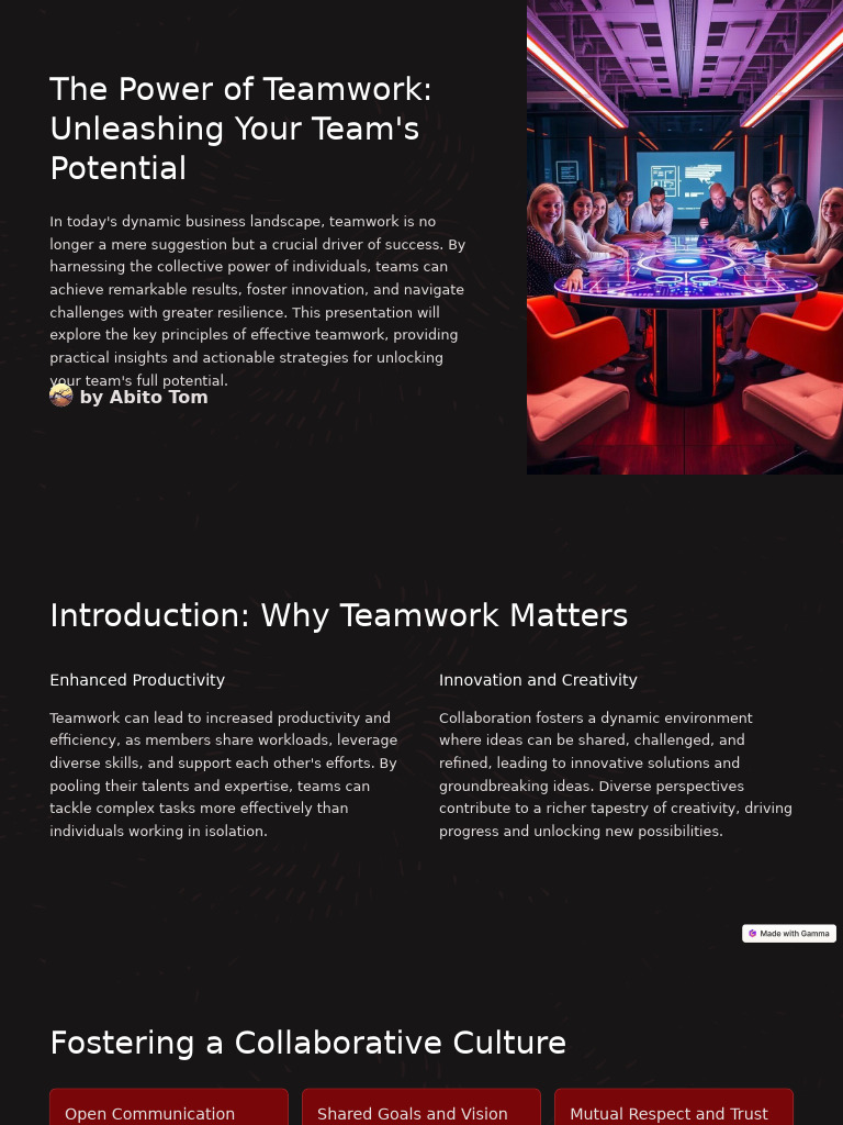 The Power of Teamwork Unleashing Your Teams Potential | PDF ...
