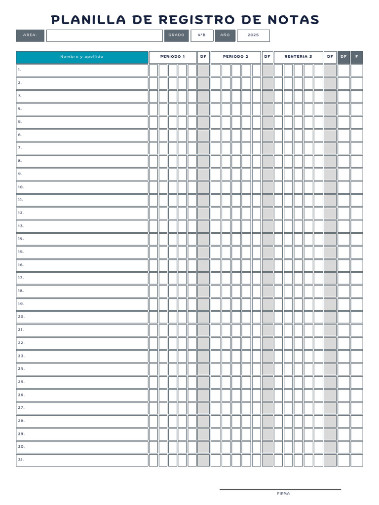 Planilla de Registro de Notas | PDF
