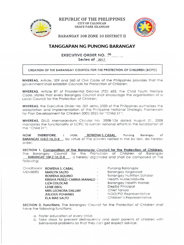 BCPC Exec Order #006 | PDF