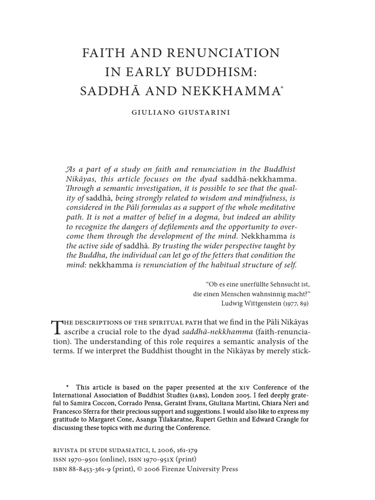 Faith and Renunciation in Buddhism | PDF | Noble Eightfold Path | Four ...