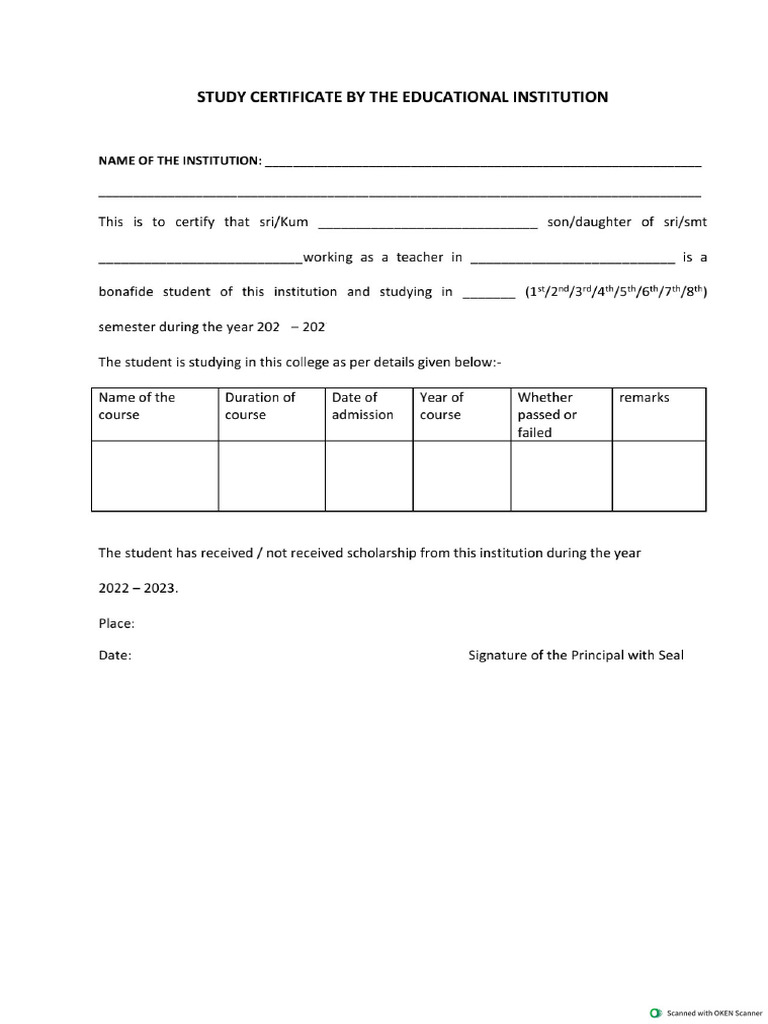 Study Certificate by HOI | PDF