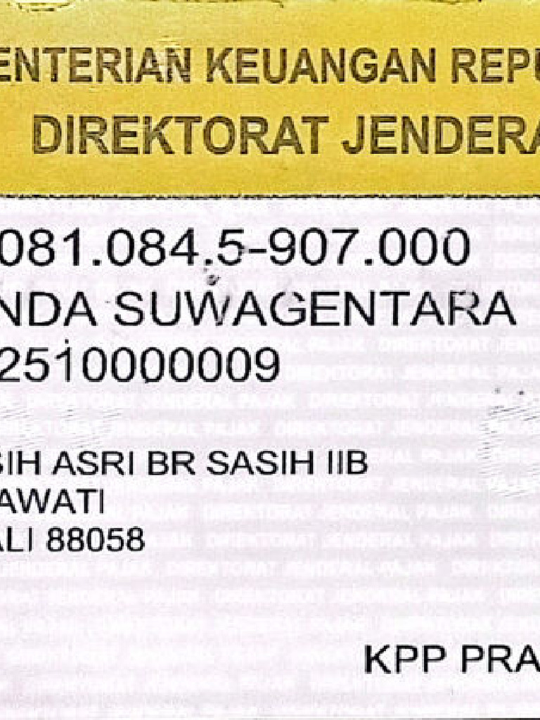 I Gede Ananda Suwagentara - 25-10-2000 - NPWP | PDF