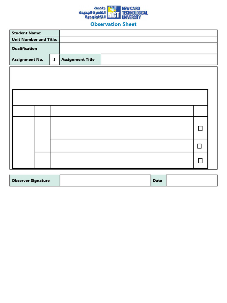 Observation Sheet | PDF
