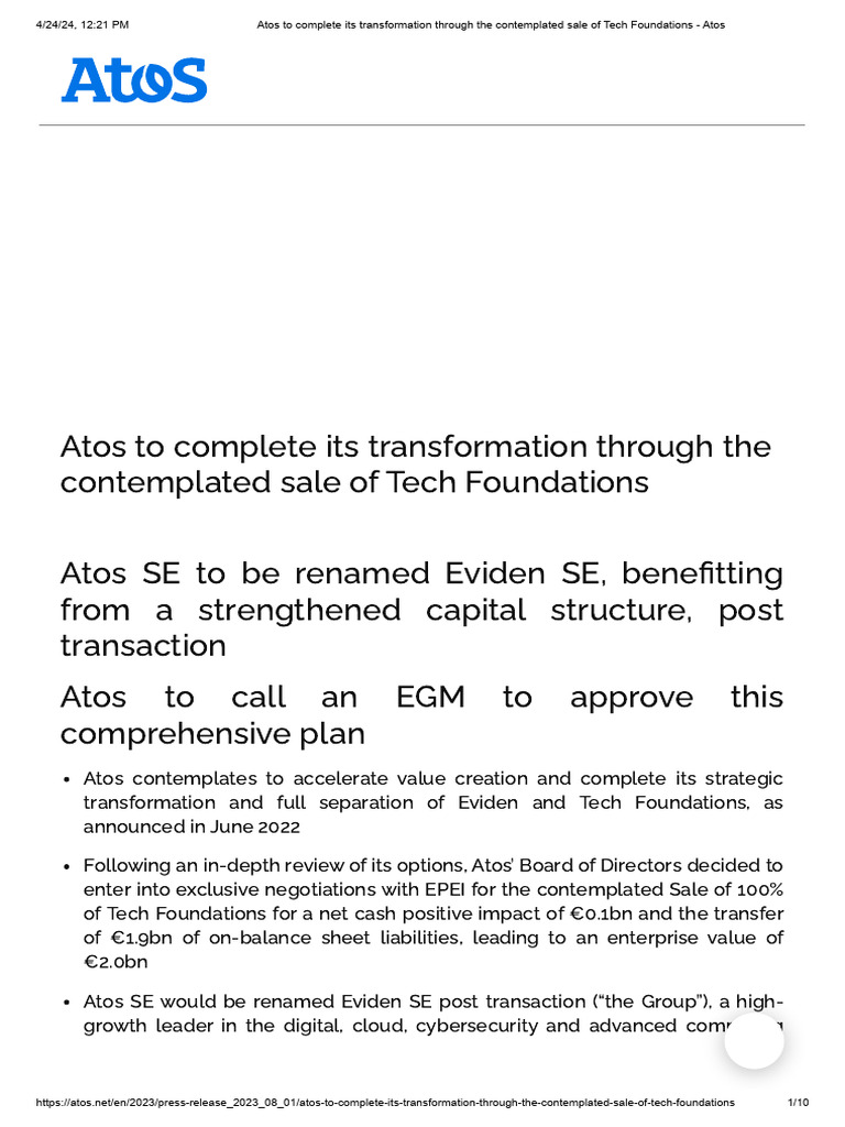 Atos to Eviden | PDF | Securities (Finance) | Board Of Directors