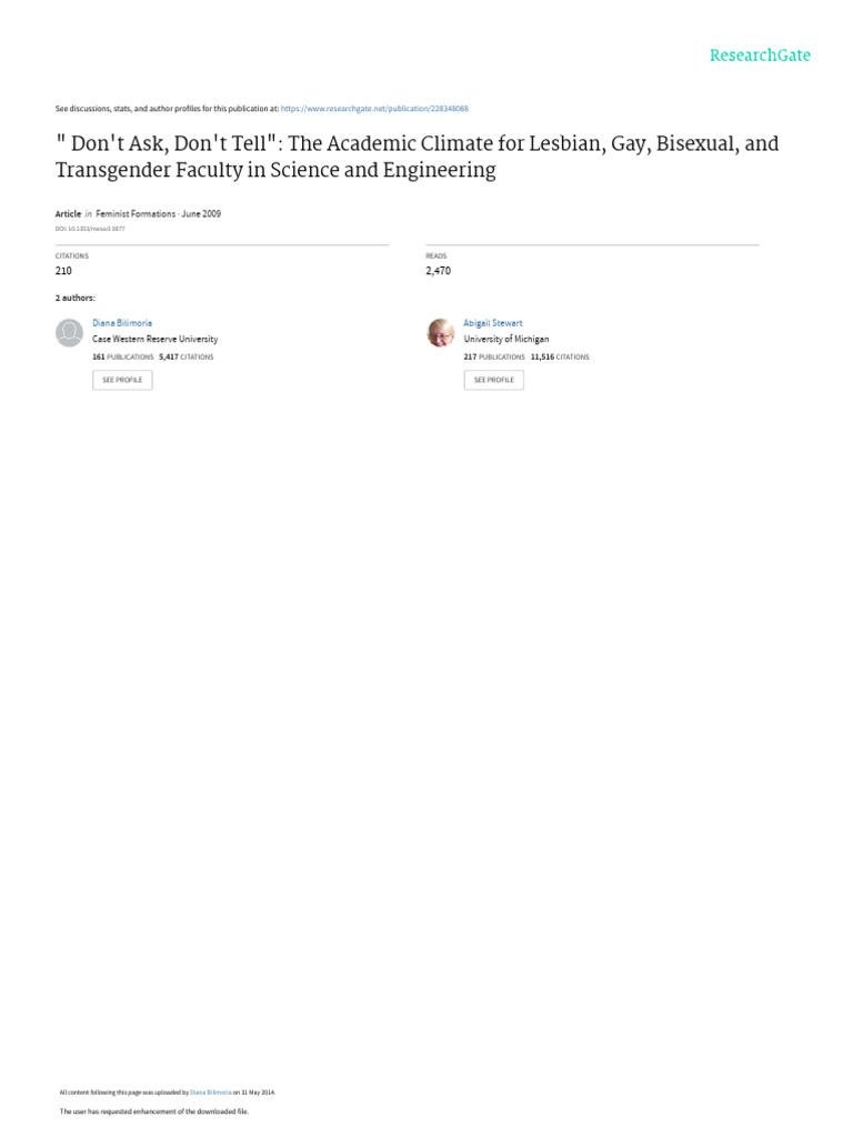 Dont Ask Dont Tell The Academic Climate For Lesb | PDF | Sexual ...