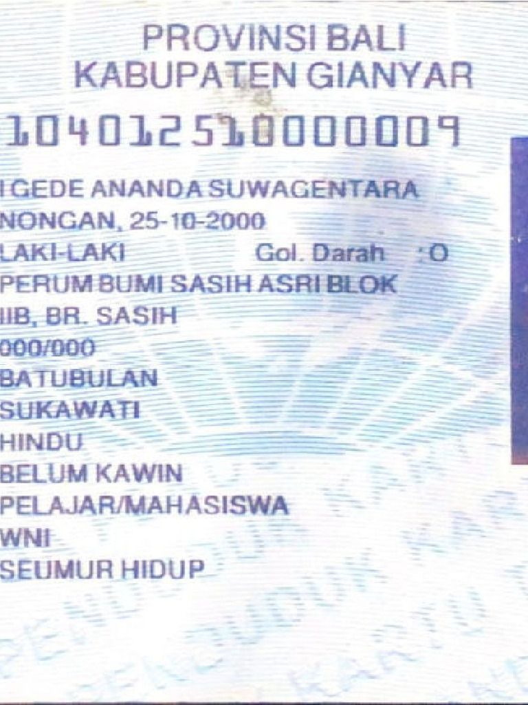 I Gede Ananda Suwagentara - 25-10-2000 - KTP | PDF