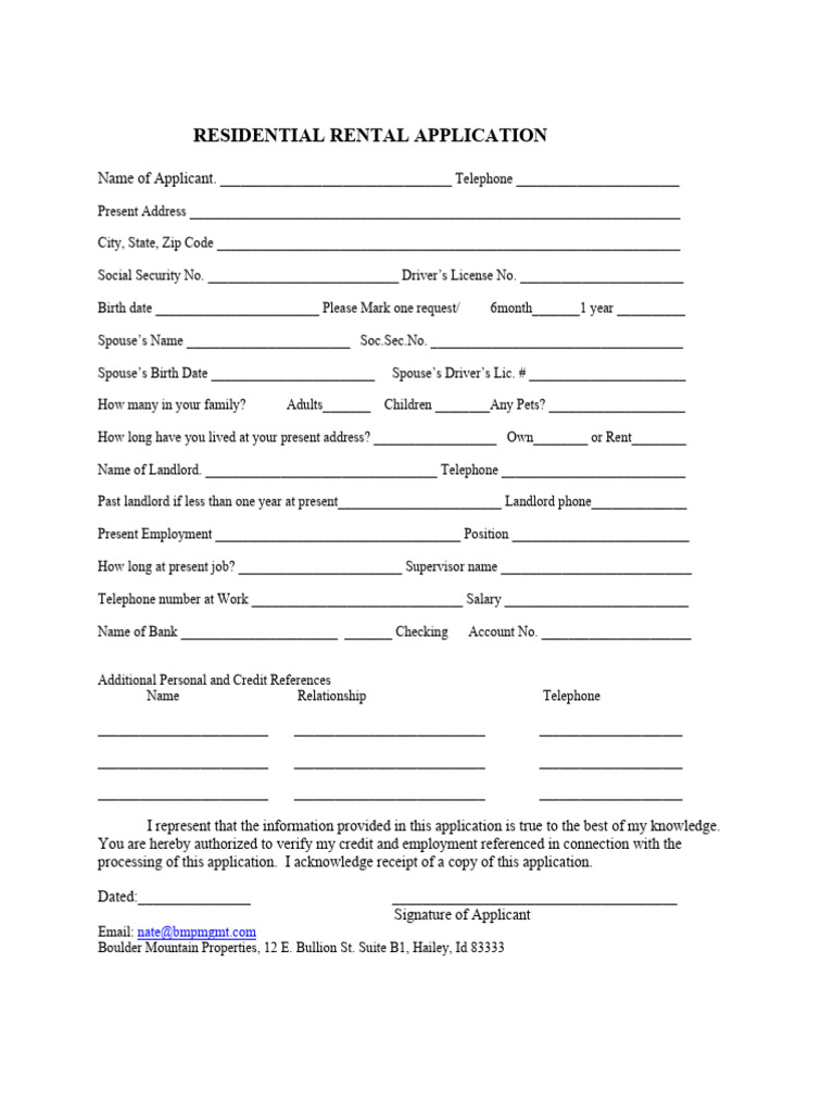 Residential Rental Application | PDF