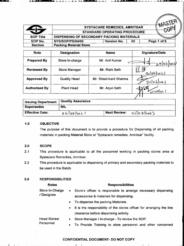 04. Dispensing of packing material | PDF | Quality | Business Process