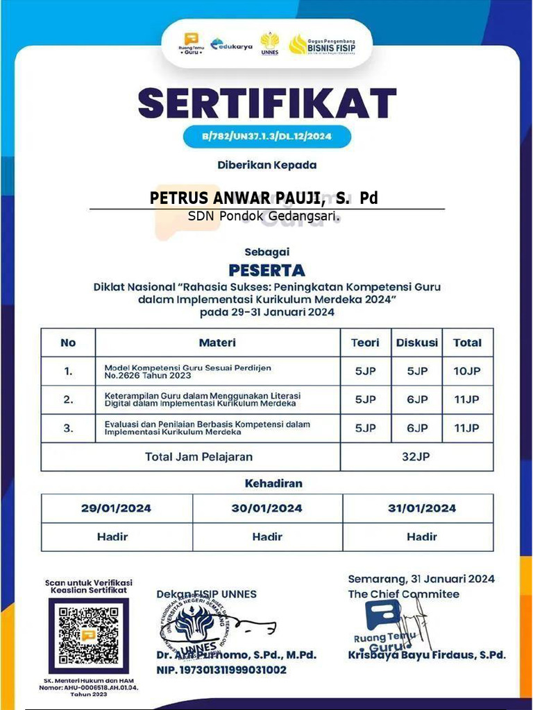 P ANWAR PAUJI - Sertifikat - Ruangtemuguru | PDF