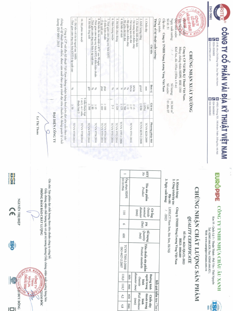 Chung chi Xuat xuong | PDF