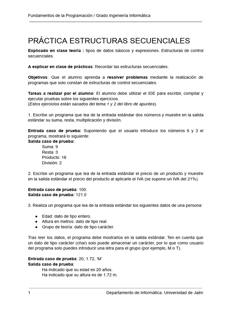 A Estructuras Secuenciales | PDF | Programa de computadora | Programación