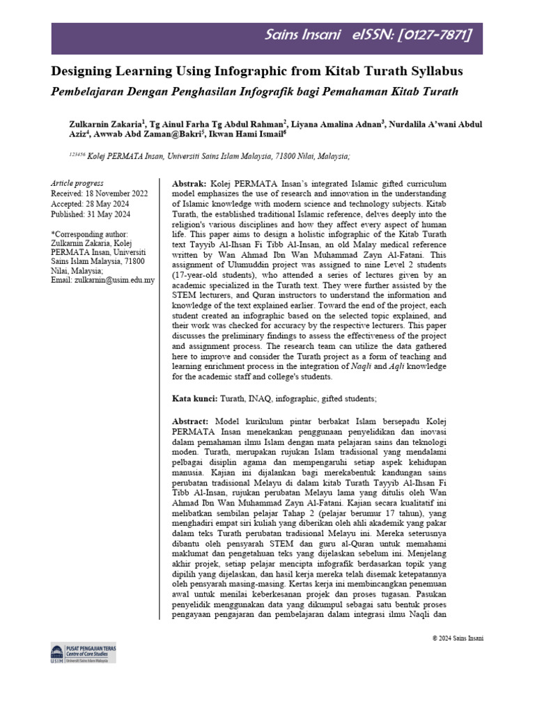 Designing Learning Using Infographic From Kitab Turath Syllabus | PDF ...