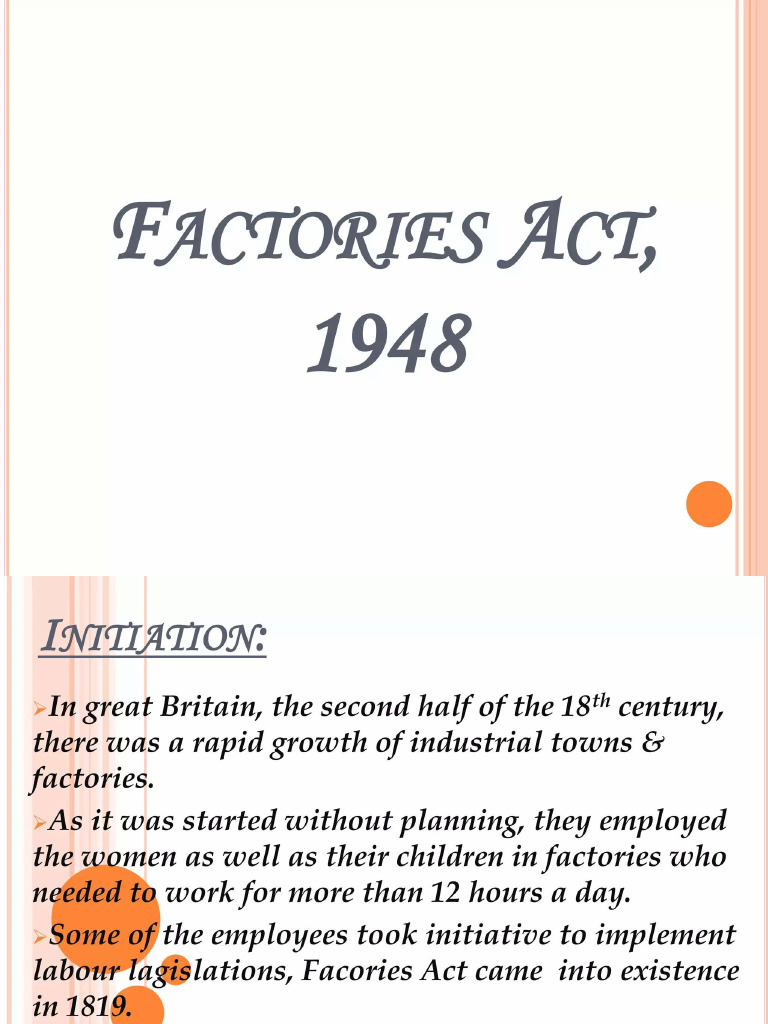 Factories Act 1948 | PDF
