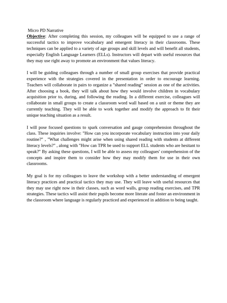 EDU 722 Module 4_ Assignment -- Micro PD Narrative | PDF