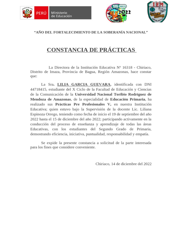 Constancia de Practicas | PDF