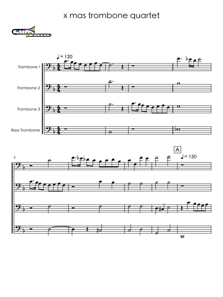 Christmas Trombone Quartet Arrangement | PDF | Brass Instruments