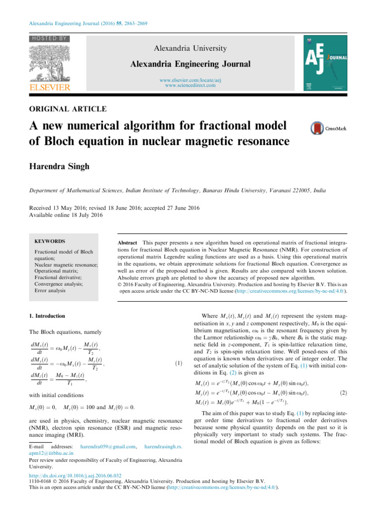 NMR Fractional Bloch Equation Algorithm | PDF | Relaxation (Nmr ...