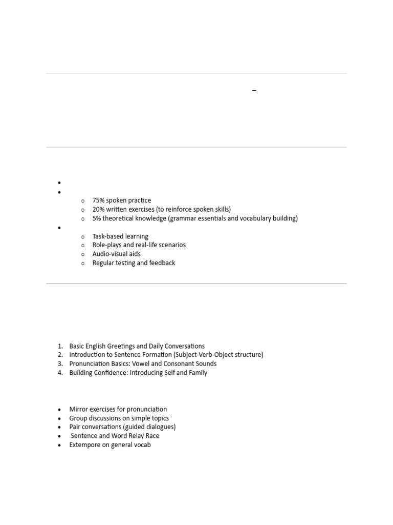 Syllabus - Course Outline Spoken English | PDF | English Language | Fluency