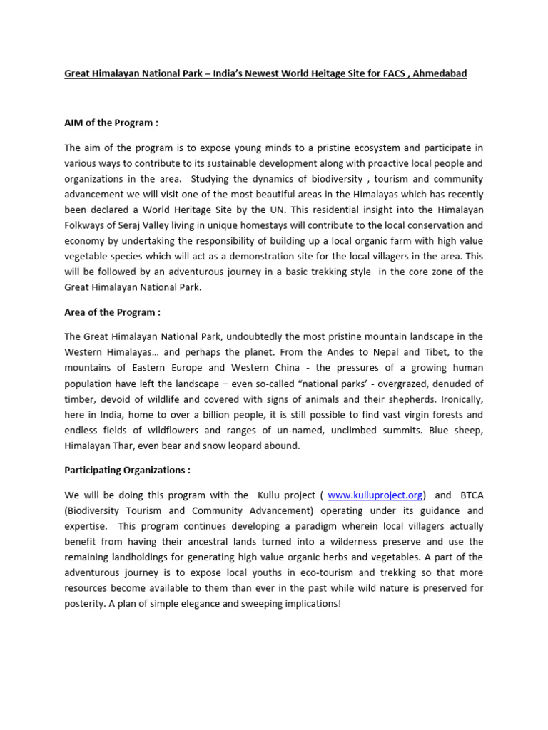 Forest Learning Program - FACS Ahmedabad | PDF | Himalayas