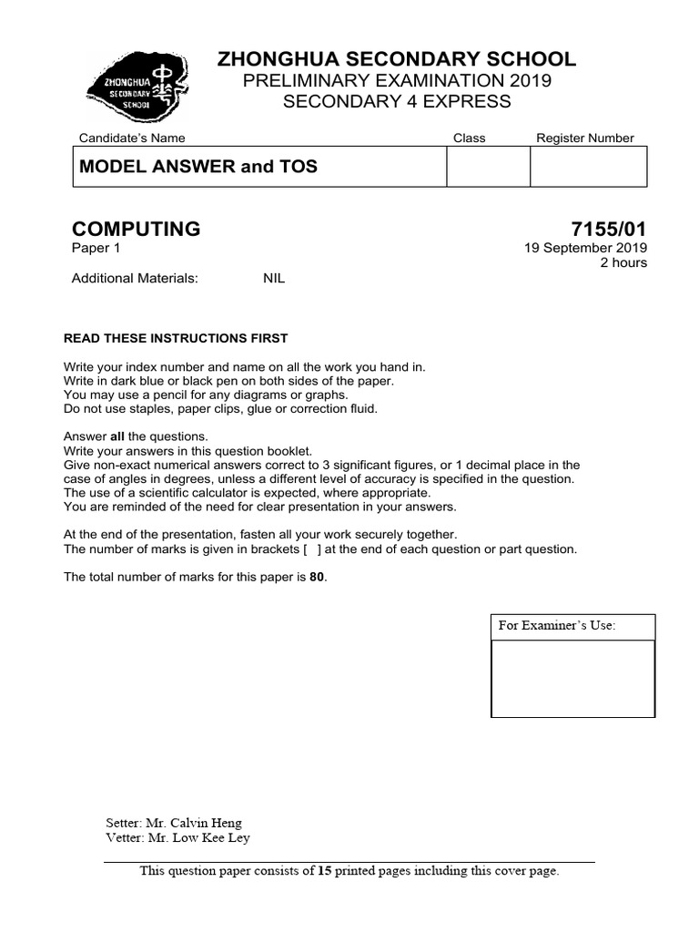 ZHSS 2019 P1 Solution | PDF | Network Topology | Computing